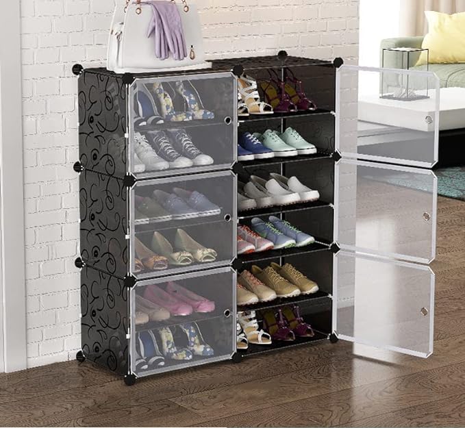 WeCool SR-B12 Upgraded Shoe Rack for Home Plastic, Portable Shoe Rack