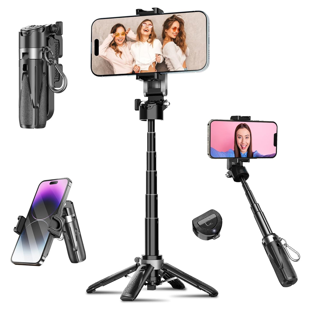 WeCool 4 in 1 Mini Selfie Stick for Mobile, Tripod Stand with One-Clic